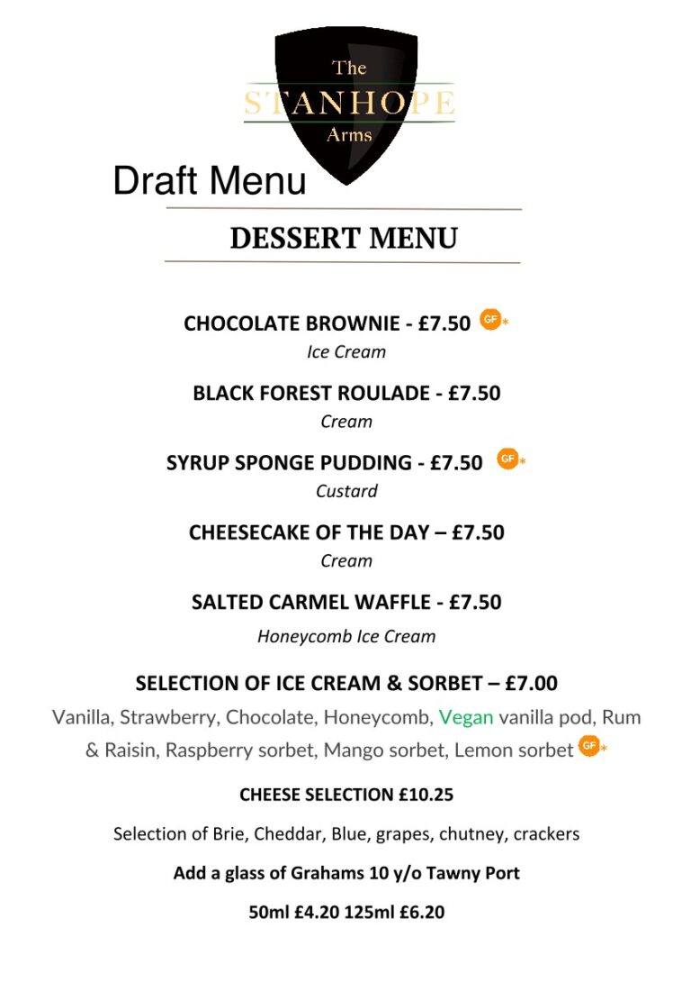 MENU - The Stanhope Arms