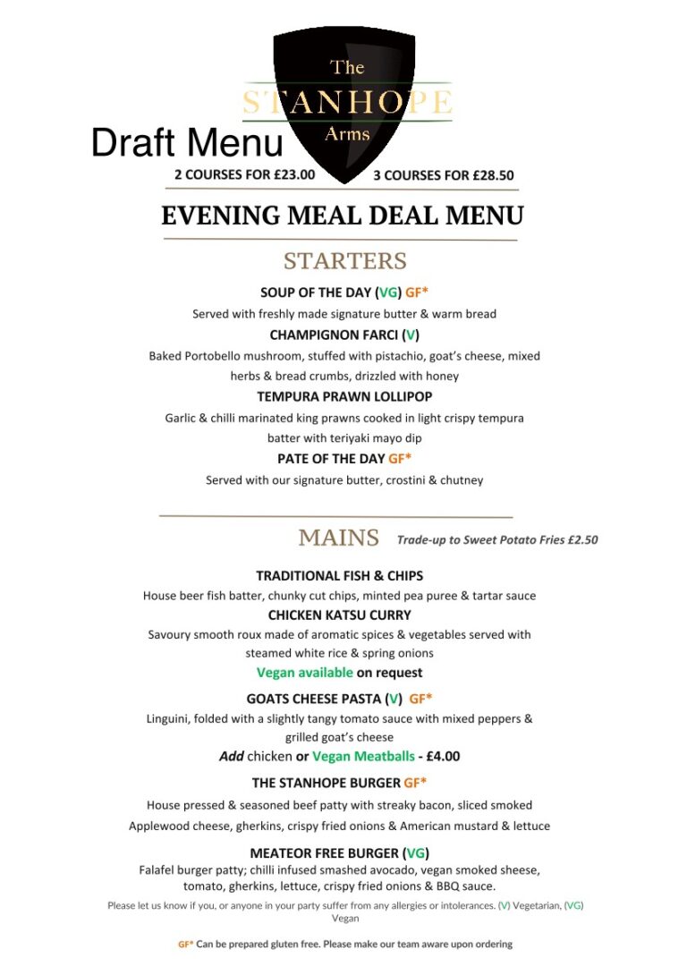 MENU - The Stanhope Arms