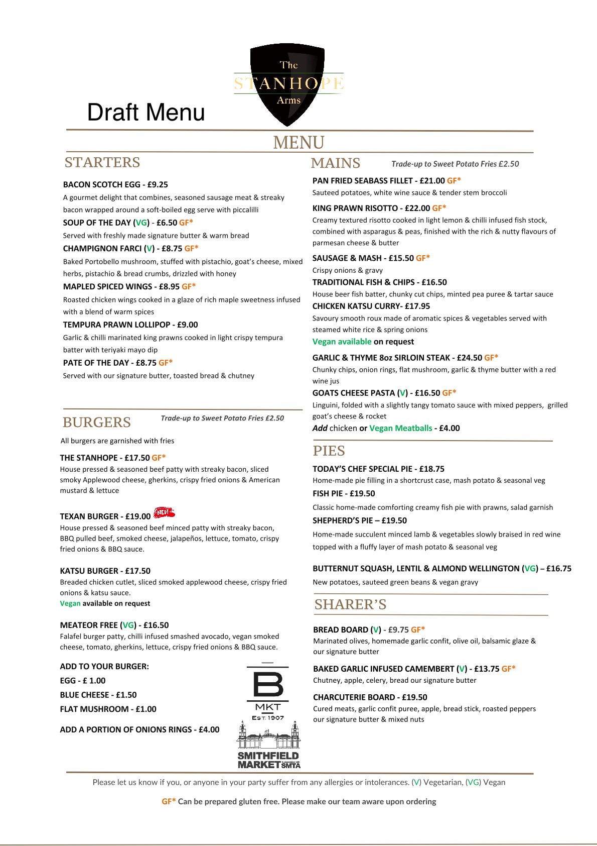MENU - The Stanhope Arms