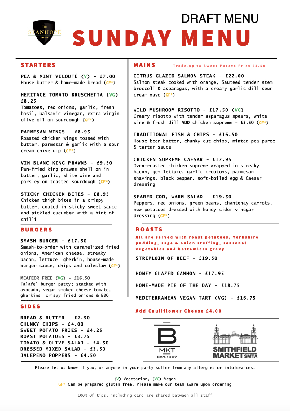 MENU - The Stanhope Arms